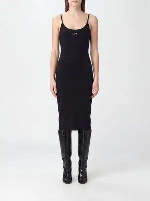Off-White Slim Fit Stretch-jersey Midi Sheath Dress With U-neck