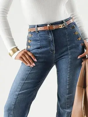 Elisabetta Franchi High-rise Flared Denim Trousers