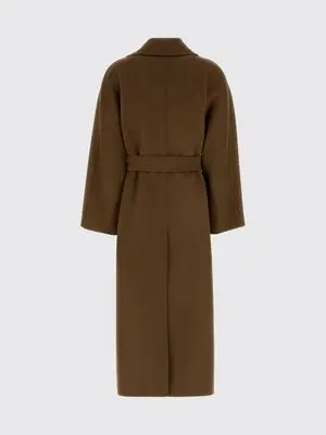 Max Mara Long Virgin Wool Robe Coat With Waist Tie-belt