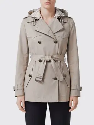 Burberry Foxfield Short Hooded Double-breasted Trench Coat In Cotton