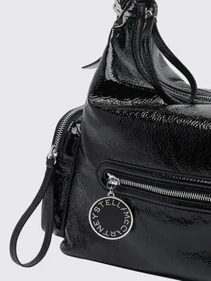 Stella McCartney Dartmoor Naplak Shoulder Bag With Metallic Logo - Black