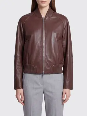 Sportmax Amour Cropped Lambskin Bomber Jacket With Zip Closure