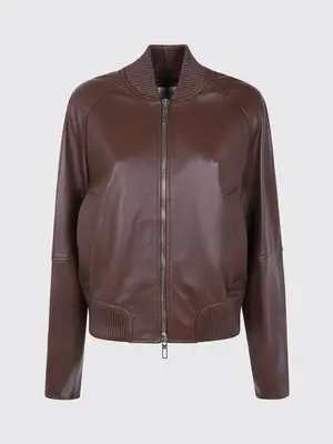 Sportmax Amour Cropped Lambskin Bomber Jacket With Zip Closure