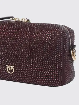 Pinko Rhinestone Embellished Calfskin Shoulder Bag - Red