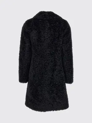 Herno Knee-length Single-breasted Faux Fur Coat With Lapel Collar - Black