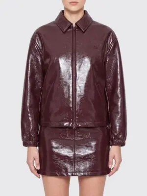 COURREGES Cropped Patent-effect Coated Cotton Jacket With Zip