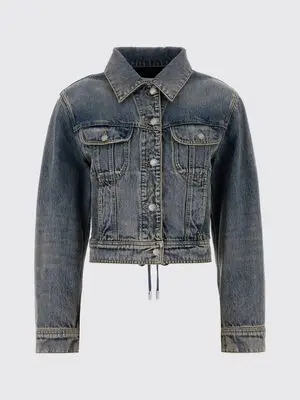 Alexander McQueen Cropped Denim Jacket In Cotton With Woven Details