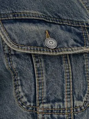 Alexander McQueen Cropped Denim Jacket In Cotton With Woven Details