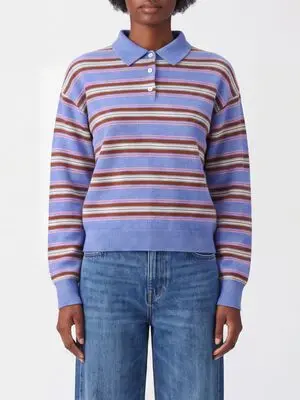 Guest In Residence Striped Cashmere Long-sleeve Slim Fit Polo Sweater - Blue 1