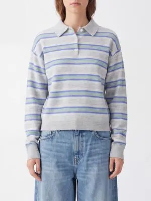 Guest In Residence Striped Cashmere Long-sleeve Slim Fit Polo Sweater - Blue