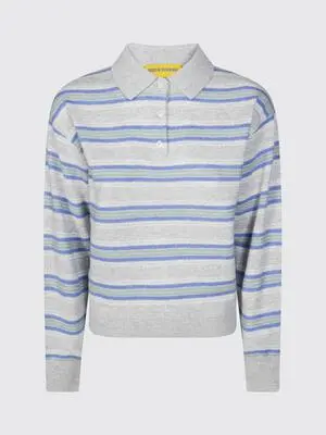 Guest In Residence Striped Cashmere Long-sleeve Slim Fit Polo Sweater - Blue
