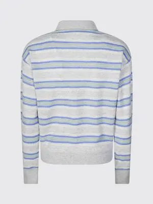 Guest In Residence Striped Cashmere Long-sleeve Slim Fit Polo Sweater - Blue