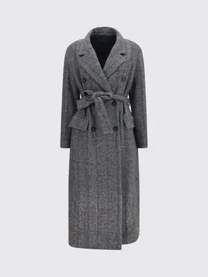 Brunello Cucinelli Checked Belted Overcoat