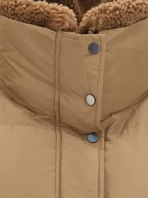 Brunello Cucinelli Short Quilted Down Jacket In Cotton With Fur Collar