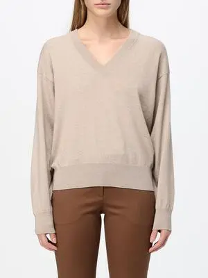 Brunello Cucinelli Pure Cashmere V-neck Sweater With Ribbed Trims - Beige
