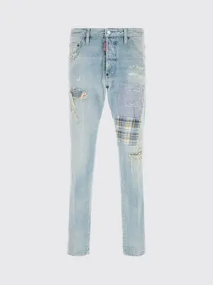 Dsquared2 Teddy Slim Fit Distressed Skinny Jeans In Cotton Denim With Patches