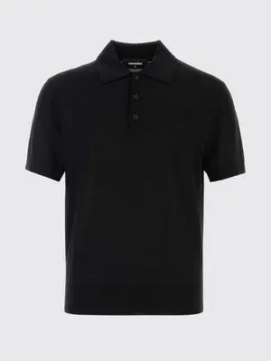 Dsquared2 Short-sleeved Wool Knitted Polo Shirt With Three-button Placket
