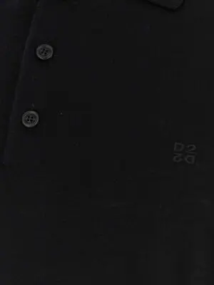 Dsquared2 Short-sleeved Wool Knitted Polo Shirt With Three-button Placket