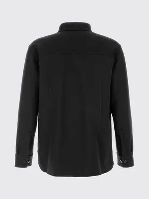 JIL SANDER Pure Wool Shirt Jacket With A Classic Collar And Curved Hem - Black