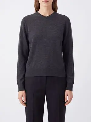 THE ROW V-neck Sweater In A Cashmere And Silk Blend With Long Sleeves - Grey