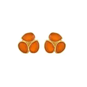 OPIUM JEWELS Gold Vermeil Carnelian Stud Earrings - Gold/yellow