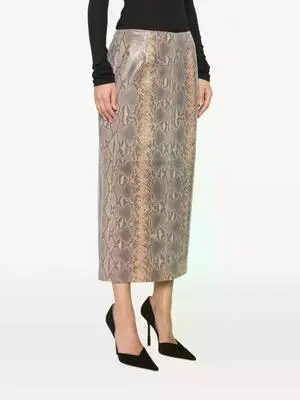 DUCIE Chloe Python-print Midi Skirt
