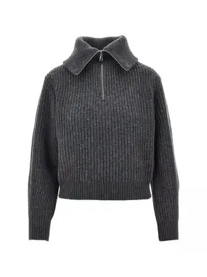 Max Mara Wool Zip-up Roll-neck Jumper Dark - Grey