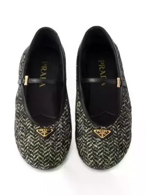 Prada Triangle-appliqué Ballerinas