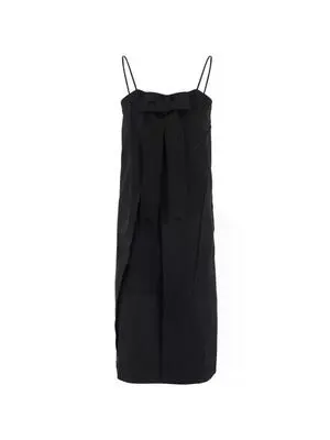 ALAINPAUL Bow-detail Spaghetti-strap Midi Dress - Black