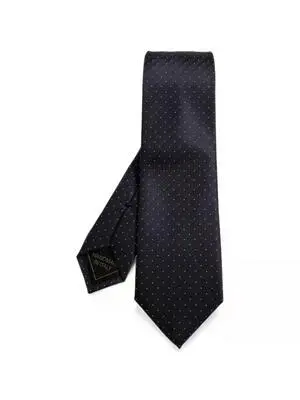 Brioni Polka-dot Herringbone Tie - Blue