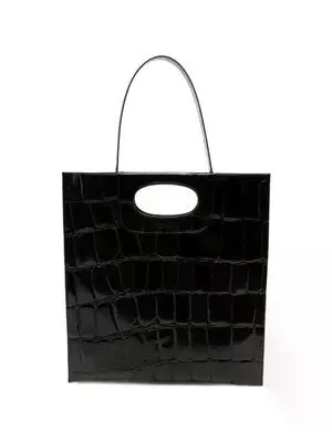 GHERARDINI Piattina Croc-effect Tote Bag - Black
