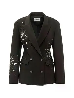 DES_PHEMMES Crystal-embellished Double-breasted Blazer