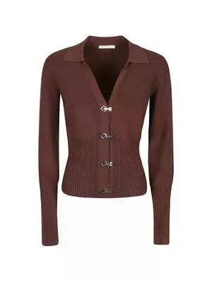 Patrizia Pepe Hook-fastening Ribbed-knit Cardigan