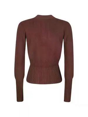 Patrizia Pepe Hook-fastening Ribbed-knit Cardigan