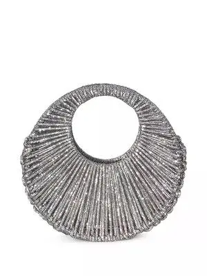 HIBOURAMA Jaya Crystal-embellished Woven Clutch Bag - Silver