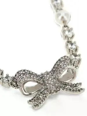 SELF-PORTRAIT Crystal Pearl Bow Necklace