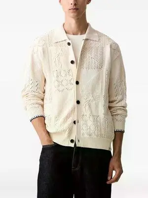 Scotch & Soda Multi-stitch Patchwork Cable-knit Cardigan