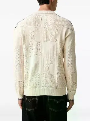 Scotch & Soda Multi-stitch Patchwork Cable-knit Cardigan
