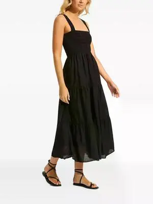 Seafolly Faithful Shirred Tiered Midi Dress - Black