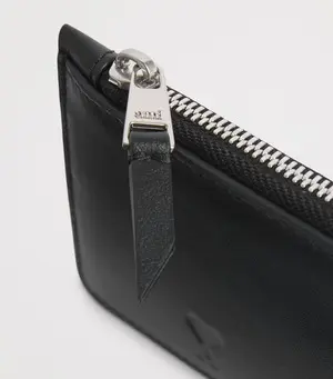 AMI Paris Leather Zipped Card Holder