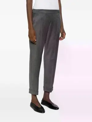WHYCI Elasticated-waistband Turned-up-cuff Trousers