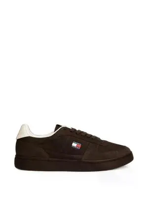 Tommy Hilfiger Logo-patch Perforated Low-top Sneakers - Brown