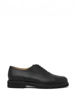 SCAROSSO Rupert Hammered Leather Oxford Shoes - Black