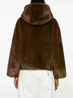 LOU ANDREA Hooded Faux-fur Coat