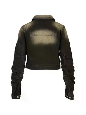 VIVAMUS Bleached Ruched-sleeve Denim Jacket