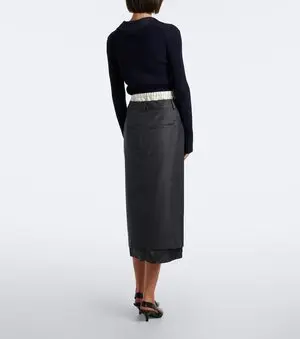 RÓHE Paneled Virgin Wool Pencil Skirt