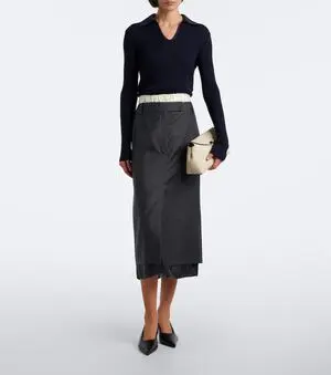 RÓHE Paneled Virgin Wool Pencil Skirt