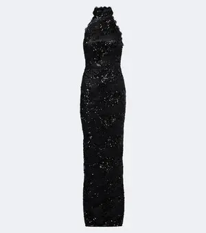 Rebecca Vallance Beau Sequined Halterneck Gown