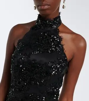 Rebecca Vallance Beau Sequined Halterneck Gown