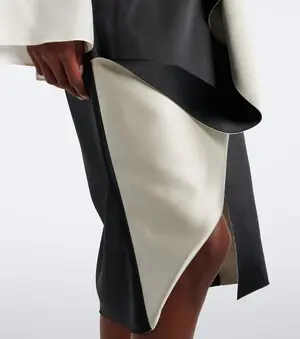 RÓHE Draped Asymmetric Satin Midi Skirt
